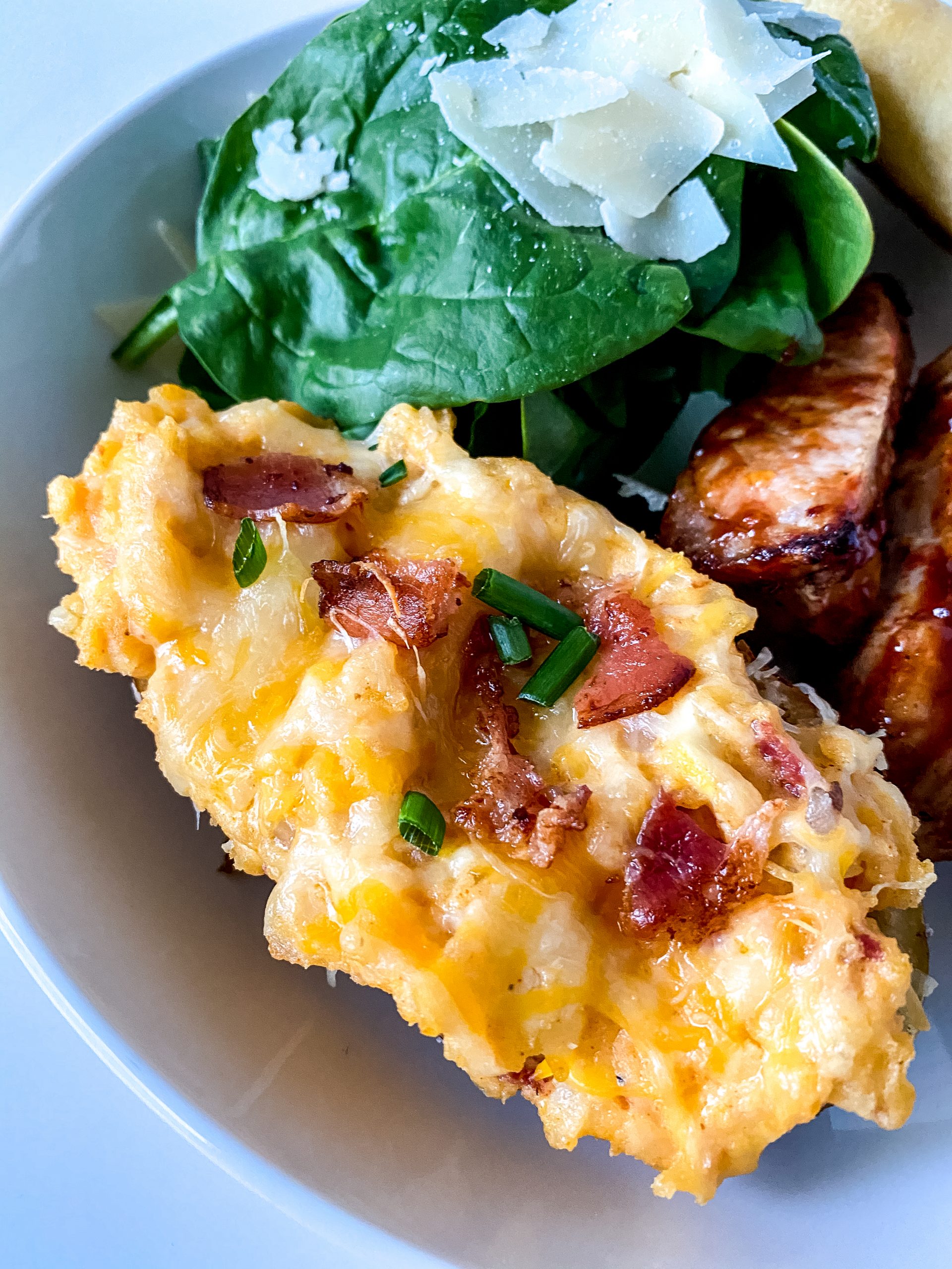 Cheesy Baked Potato Recipe with Bacon - Sandee Booth